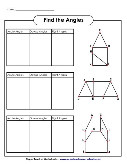 Acute, Obtuse, and Right Angles Printable Geometry 2 PDF Worksheet