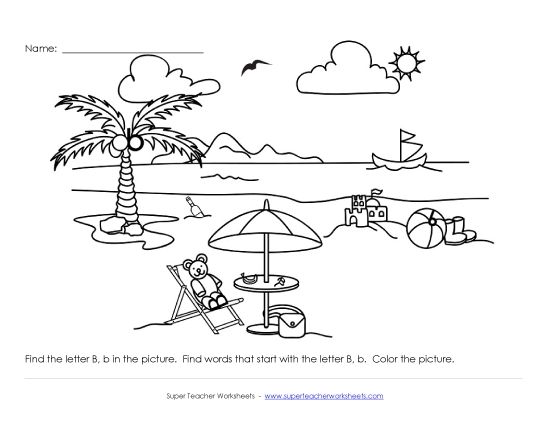 Free Alphabet Coloring Page - Letter B Printable PDF Worksheet for Kids