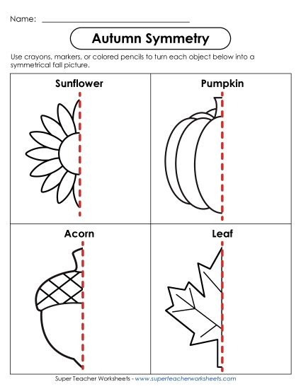 Autumn Symmetry Printable PDF Worksheet