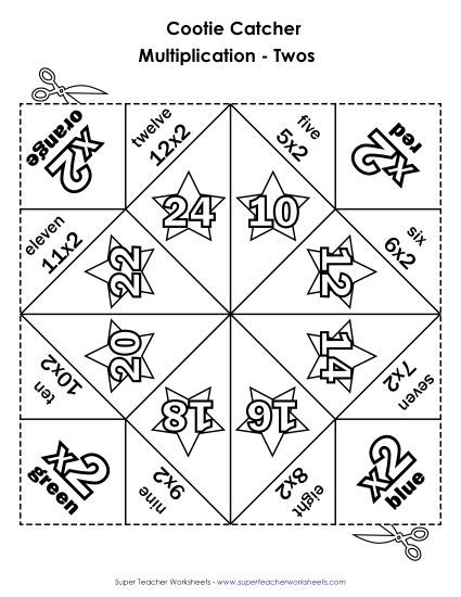 Free Cootie Catcher Multiply by TWO Printable Multiplication Math 2 PDF ...