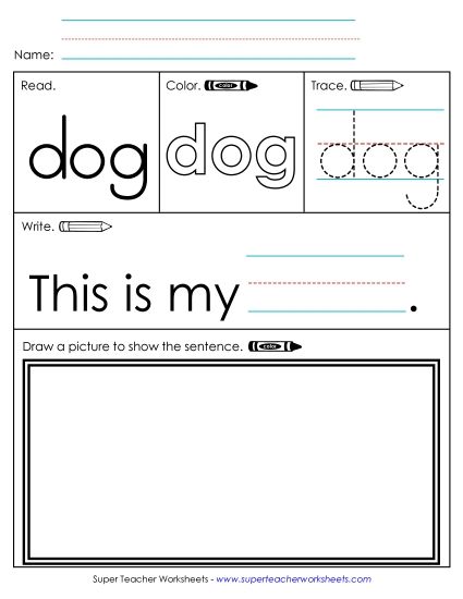 Free Dog (Sight Word) Worksheet 3 Printable Sight Words Unit 2 Word PDF ...