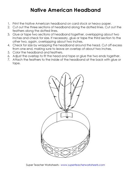 Headband Craft (With Designs) Printable Native American Design PDF ...