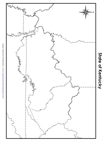 Kentucky Map (Blank) Printable State Maps Blank PDF Worksheet