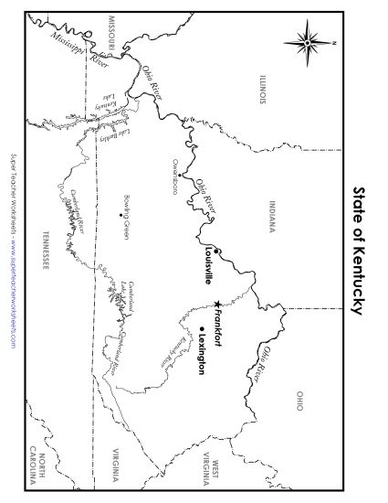 Kentucky Map (Labeled) Printable State Maps Labeled PDF Worksheet
