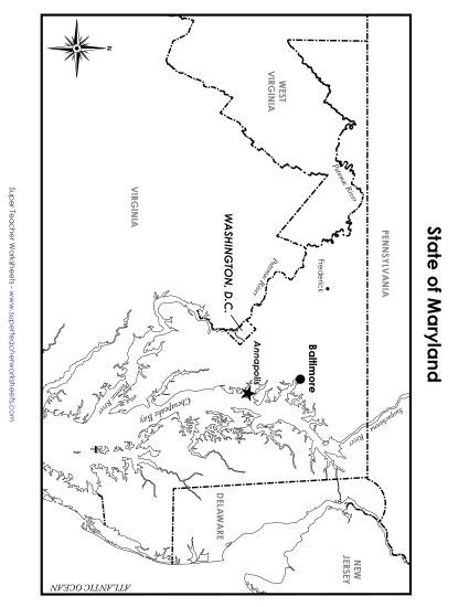 Maryland Map (Labeled) Printable State Maps Labeled PDF Worksheet