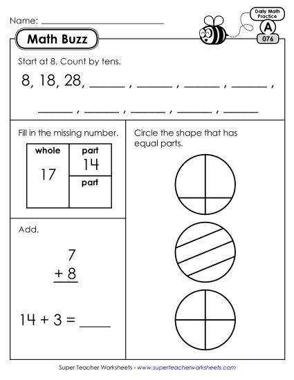 1st Grade Math Buzz: Week 16: Worksheets 76 through 80 Printable Daily ...