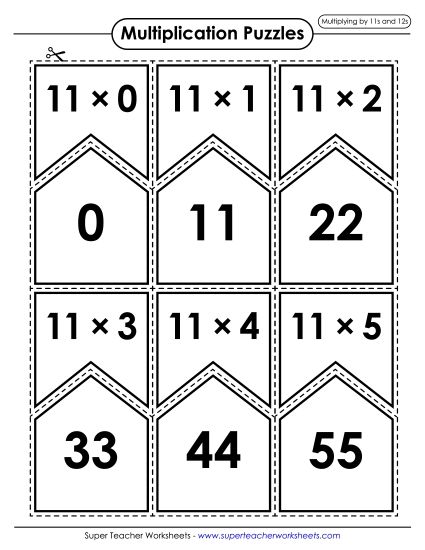 Multiplication Puzzles: Multiplying by 11s and 12s Printable PDF ...