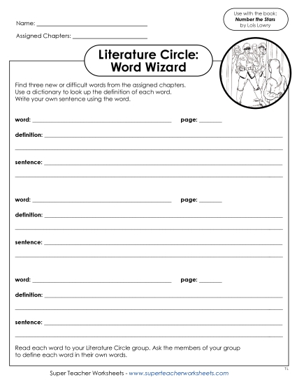 Number the Stars Literature Circle: Word Wizard Printable Book The Lit ...