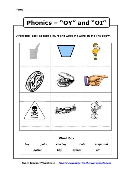 OY or OI? Printable Phonics Oy And Oi PDF Worksheet for Kids