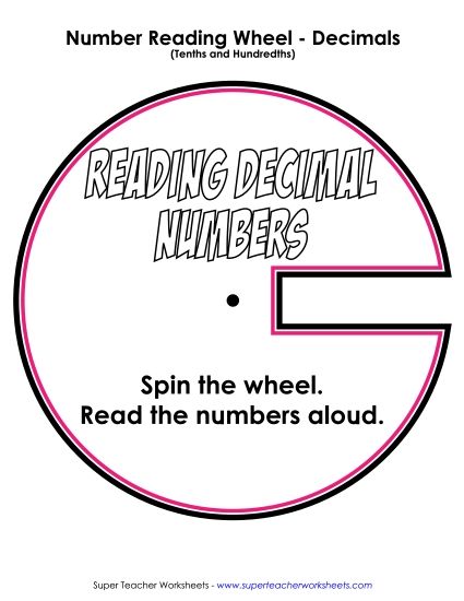 Reading Numbers Wheel (Tenths & Hundredths) Printable Decimals Decimal ...
