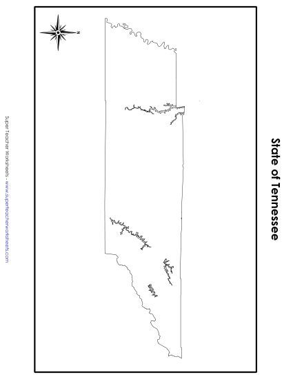 Tennessee Map (No Bordering States) Printable State Maps Blank Only PDF ...