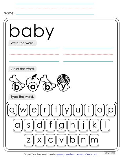 Write, Color, Type: Baby Printable Sight Words Individual Type PDF ...