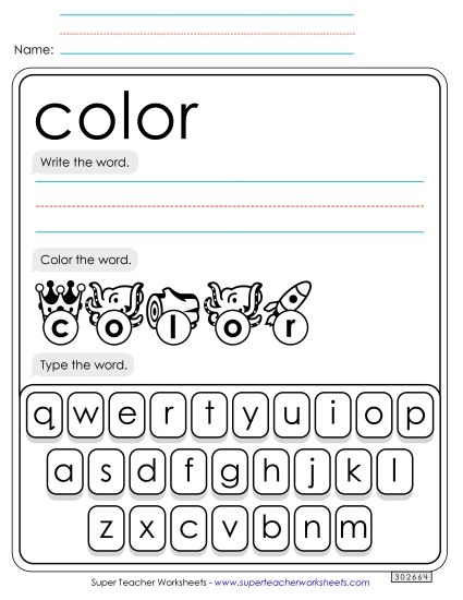 Write, Color, Type: Color Printable Sight Words Individual Type PDF ...