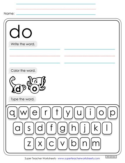 Write, Color, Type: Do Printable Sight Words Individual Type PDF Worksheet