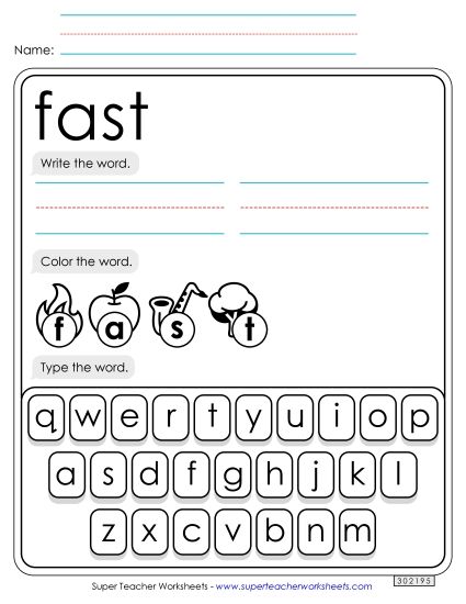 Write, Color, Type: Fast Printable Sight Words Individual Type PDF ...