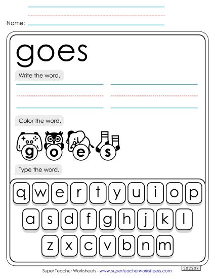 Write, Color, Type: Goes Printable Sight Words Individual Type PDF ...
