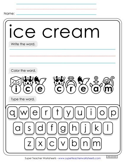 Write, Color, Type: Ice Cream Printable Sight Words Individual Icecream ...