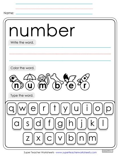 Write, Color, Type: Number Printable Sight Words Individual Type PDF ...