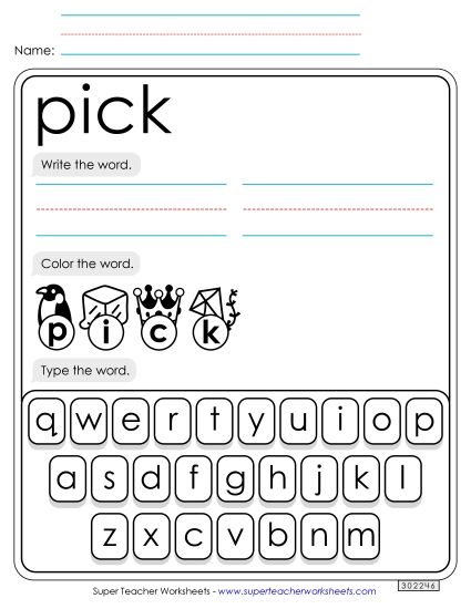 Write, Color, Type: Pick Printable Sight Words Individual Type PDF ...