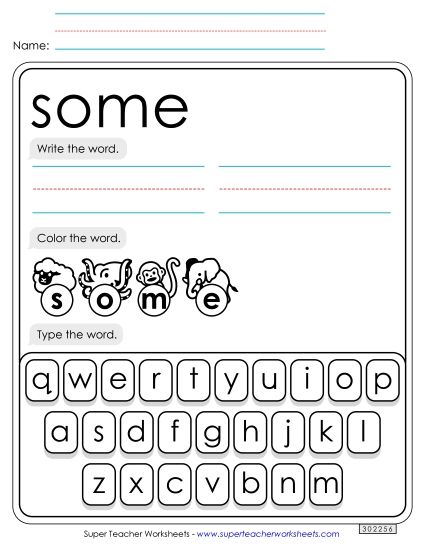 Write, Color, Type: Some Printable Sight Words Individual Type PDF ...