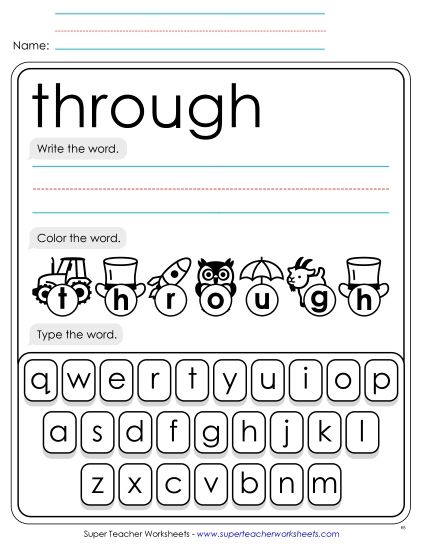 Write, Color, Type: Through Printable Sight Words Individual Type PDF ...