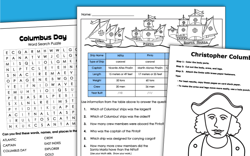 Free Printable Columbus Day Worksheets Worksheets For Kindergarten
