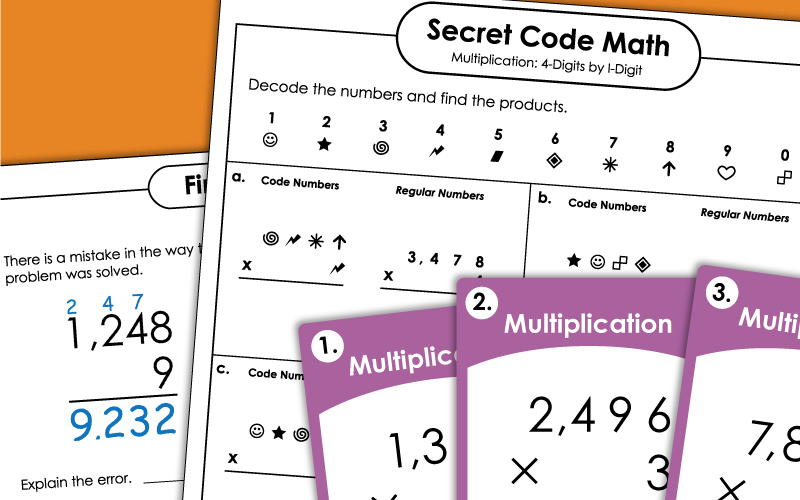 Multiplication Worksheets 4 Digits Times 1 Digit 