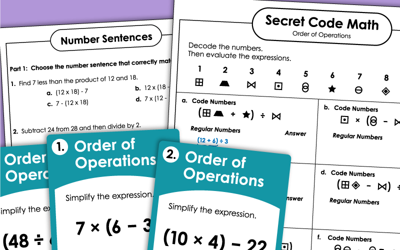 Order Of Operations Worksheets Parenthesis No Exponents 