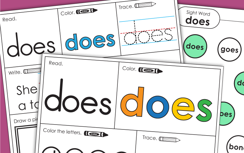 Sight Word Does Worksheets Sight Word Does Worksheets