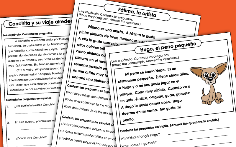 Spanish Reading Comprehension Worksheets